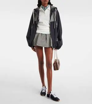 Miu Miu Bubble Gingham Cotton Miniskirt - Black