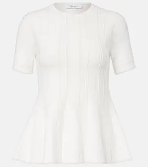 Max Mara Epoche Peplum Open-knit Top - White