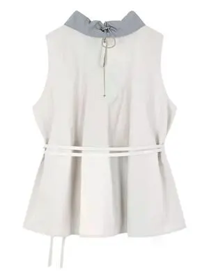 STUDIO TOMBOY Collared Belted Sleeveless Top
