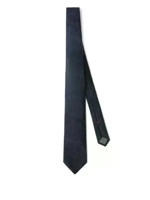 Brunello Cucinelli Herringbone Silk Tie - Blue