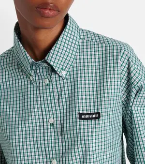 Miu Miu Checked Cropped Cotton Shirt