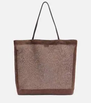 THE ROW Barn Leather-trimmed Mesh Tote Bag