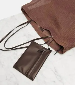 THE ROW Barn Leather-trimmed Mesh Tote Bag