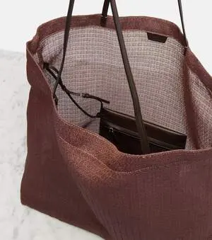 THE ROW Barn Leather-trimmed Mesh Tote Bag