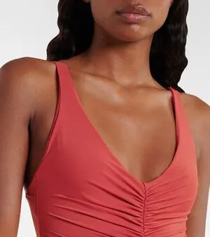 Magda Butrym Floral Appliqué Ruched Swimsuit