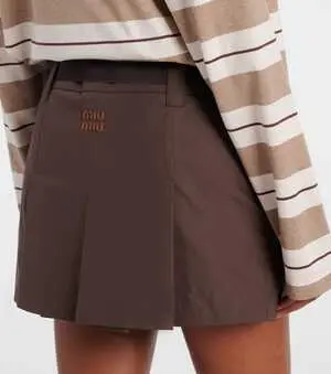 Miu Miu Logo Cotton-blend Miniskirt