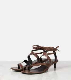 Khaite Aimee 35 Leather Thong Sandals - Brown