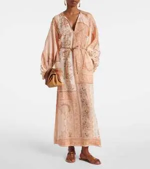 Zimmermann Printed Linen Midi Dress - Orange