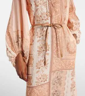 Zimmermann Printed Linen Midi Dress - Orange