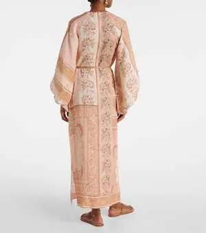 Zimmermann Printed Linen Midi Dress - Orange