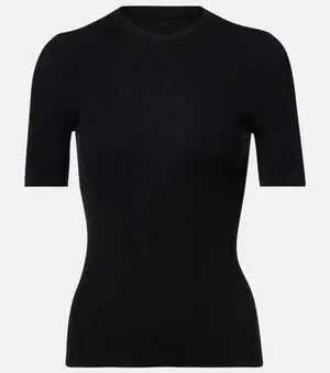 Khaite Celina Ribbed-knit Wool-blend Top - Black