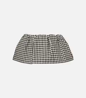 Miu Miu Bubble Gingham Cotton Miniskirt