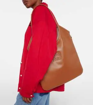 Miu Miu Ivy Medium Leather Shopper - Brown
