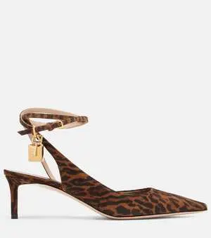 TOM FORD Padlock 55 Suede Slingback Pumps