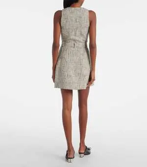 GANNI Belted Tweed Mini Dress