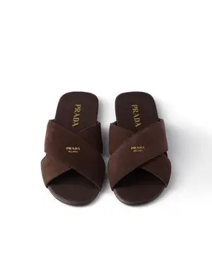 Prada Suede Slides - Brown