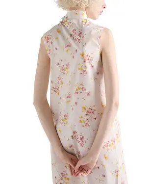 Prada Pleated Floral-print Poplin Dress