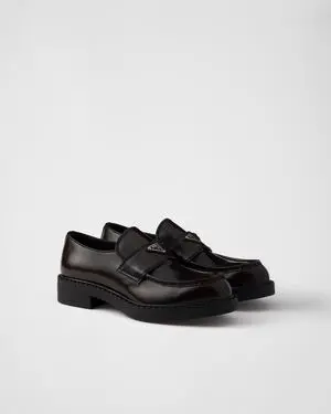 Prada Brushed Leather Loafers - Brown