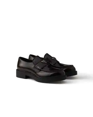 Prada Brushed Leather Loafers - Brown
