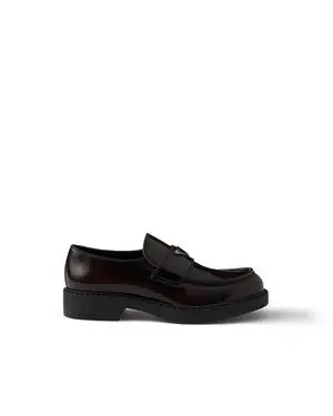 Prada Brushed Leather Loafers - Brown