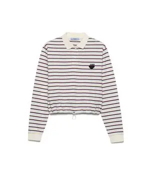 Prada Striped Piqué Polo Shirt