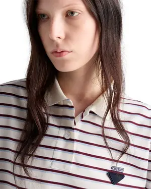 Prada Striped Piqué Polo Shirt