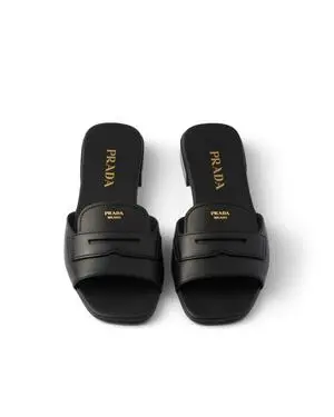 Prada Leather Slides - Black