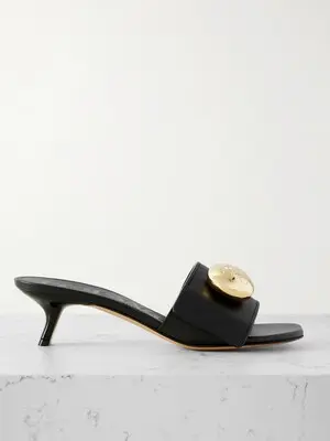 Loewe Pebble-embellished Leather Sandals - Black