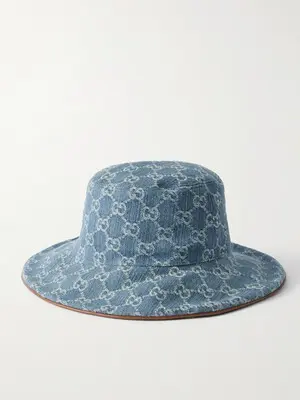 Gucci Horsebit-detailed Denim Bucket Hat - Blue