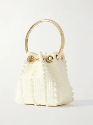 JIMMY CHOO Bon Bon Micro Embellished Satin Bucket Bag
