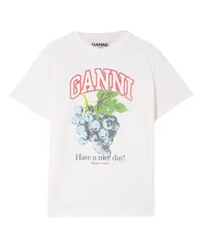 GANNI Grapes Printed Organic Cotton-jersey T-shirt - White
