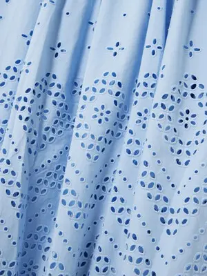 SELF-PORTRAIT Broderie Anglaise Cotton Midi Skirt - Blue