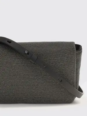Brunello Cucinelli Leather Pouch With Monile Embroidery - Black
