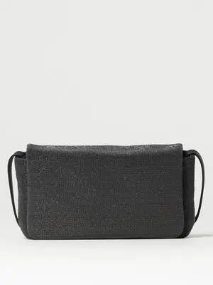 Brunello Cucinelli Leather Pouch With Monile Embroidery - Grey