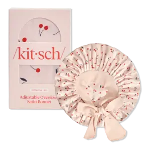 KITSCH Adjustable Oversized Satin Bonnet - Cherry Print