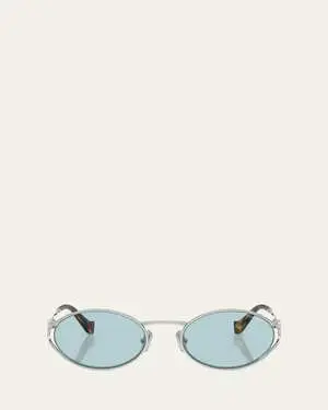Miu Miu Metal Oval Sunglasses - Silver
