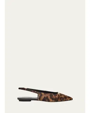 TOD'S Printed Slingback Flats - Leopard