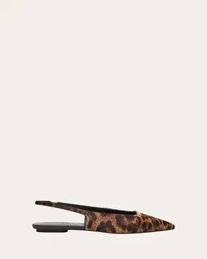 TOD'S Leopard-Printed Slingback Flats - Leoprd