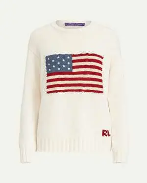 Ralph Lauren Flag Crewneck Sweater - Cream