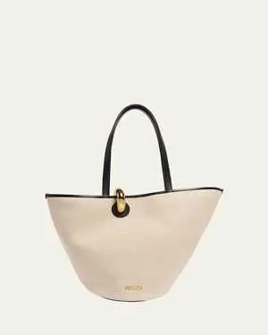 Jacquemus Le Bambola Canvas Tote Bag - Light Greige/black