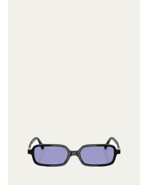 Miu Miu Mu 11zsf Rectangular Sunglasses - Black/blue