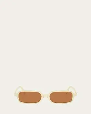 Miu Miu Mu 11zsf Rectangular Sunglasses - White/brown