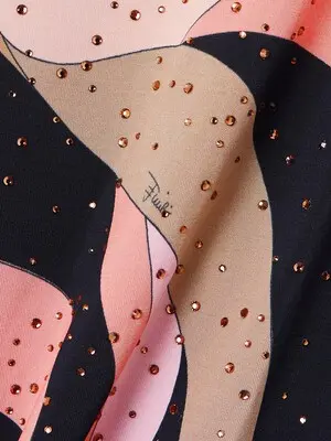 Emilio Pucci Marmo Crystal-embellished Printed Halterneck Maxi Dress