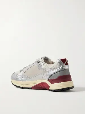 AUTRY Hyperway Low Metallic Leather Sneakers - Silver