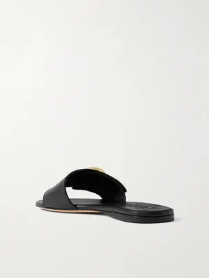 Loewe Pebble Embellished Leather Slides - Black