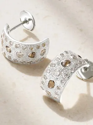 DE BEERS LONDON Talisman 18-karat White Gold Diamond Hoop Earrings