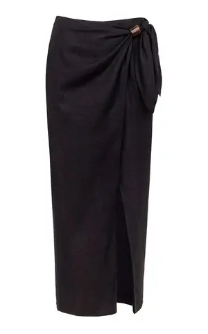 VIX PAULA HERMANNY Knotted Midi Skirt - Black