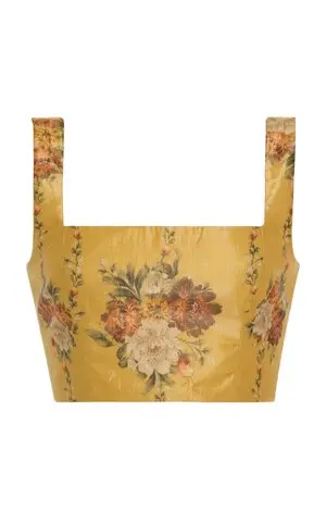 AGUA BENDITA Amanda Floral Taffeta Cropped Top
