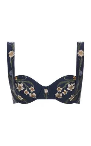 Agua Bendita Zucchini Floral Bikini Top - Navy