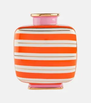Jonathan Adler Portofino Striped Porcelain Vase - Orange
